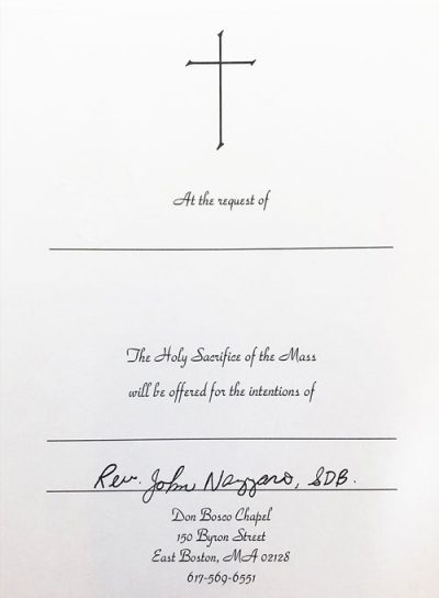 Salesian Catholic Mass Cards - Available Online